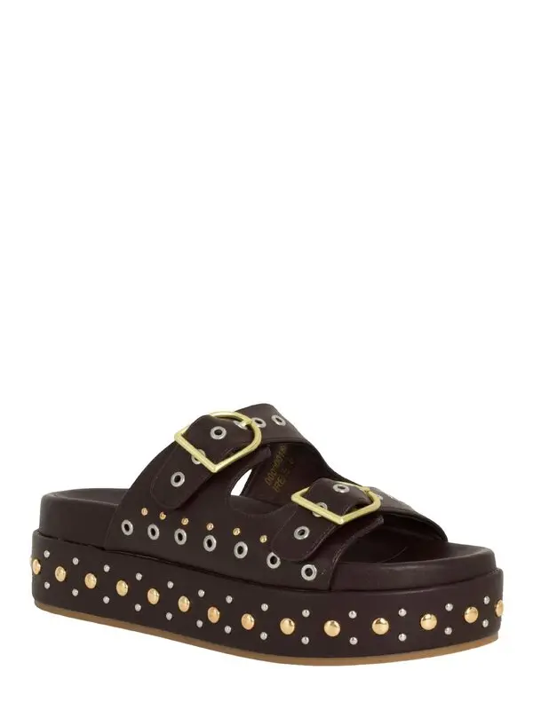 SHU SHOP Irene Studded Platform Slide Sandals - Brown