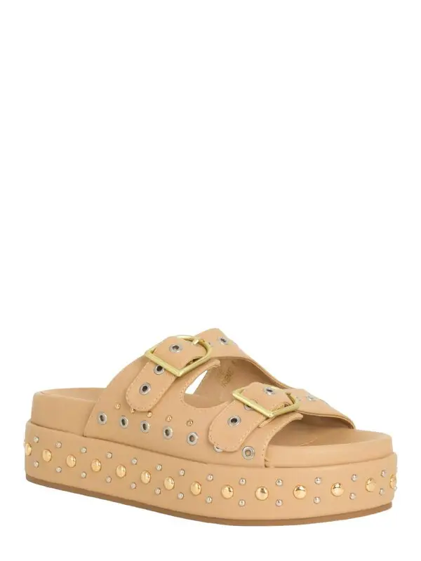 SHU SHOP Irene Studded Platform Slide Sandals - Tan