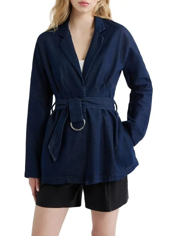 Rag & Bone Mandi Belted Denim Blazer - Ocean Rinse