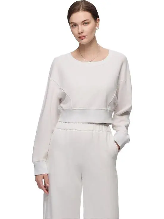 JUANA Hemp Essentials Fleece Cropped Sweater - White