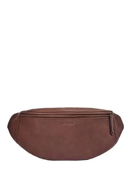 MANDRN Leather Crossbody Bag - Saddle (dark)