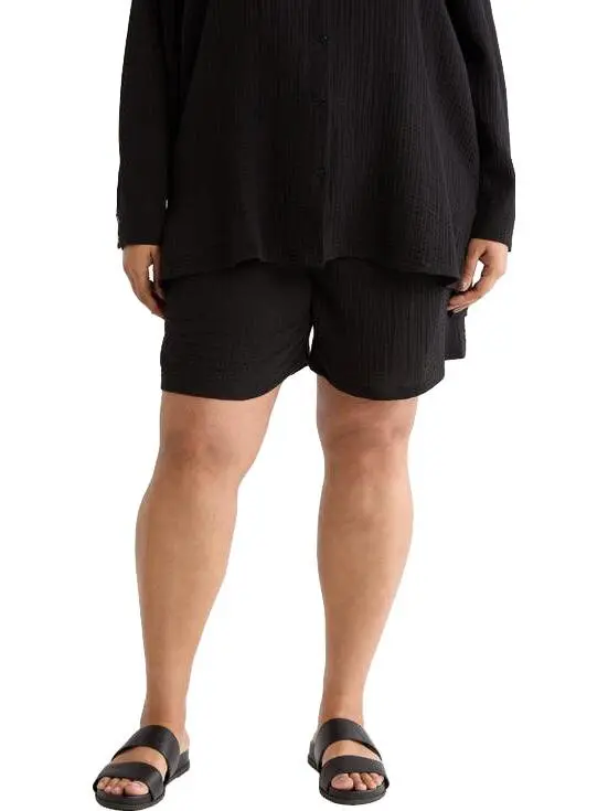 Eileen Fisher Organic Cotton Gauze Shorts - Black