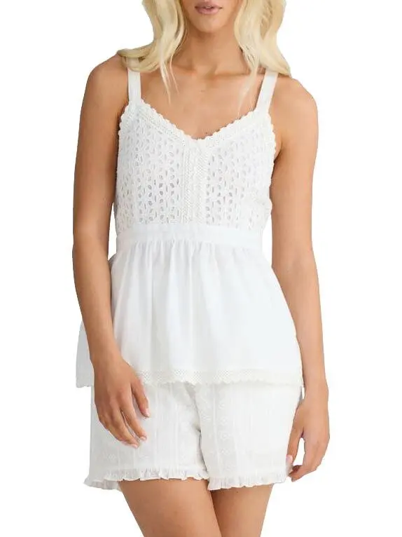 TALISMAN THE LABEL Tallulah Eyelet Peplum Cotton Tank - White