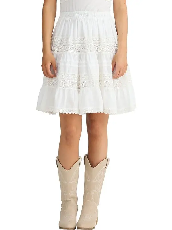 TALISMAN THE LABEL Lace Inset Cotton Skirt - White