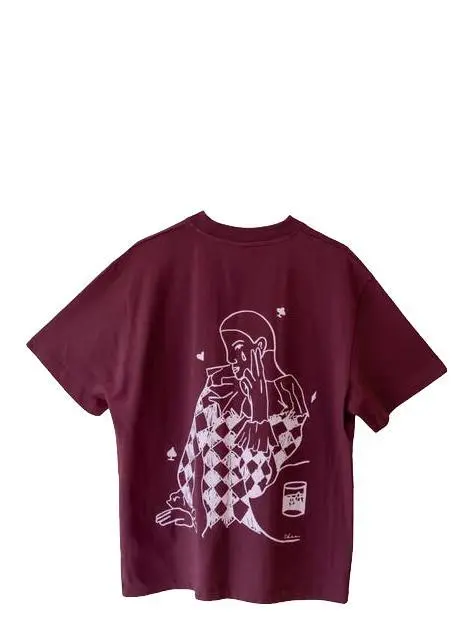 TBCO Oversized Cotton Graphic T-shirt - Harlequin Burgundy
