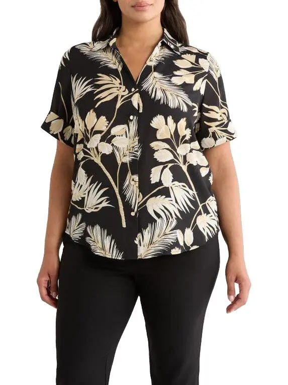 Anne Klein Tropical Print Shirt - Anne Black Multi