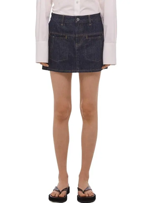 Helmut Lang Dark Wash Denim Mini Skirt - Rinsed Indigo
