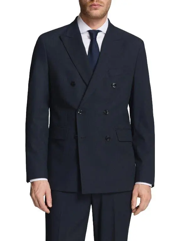 Mango Monaco Slim Fit Double Breasted Suit Jacket - Navy