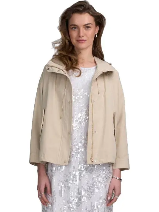 ELLE COLLECTION Cropped Hooded Parka Jacket - Light Khaki