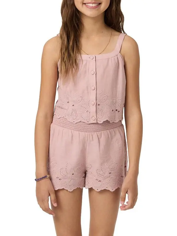 O'Neill Annalee Eyelet Cotton Button-up Tank - Orchid