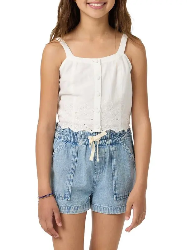 O'Neill Annalee Eyelet Cotton Button-up Tank - White