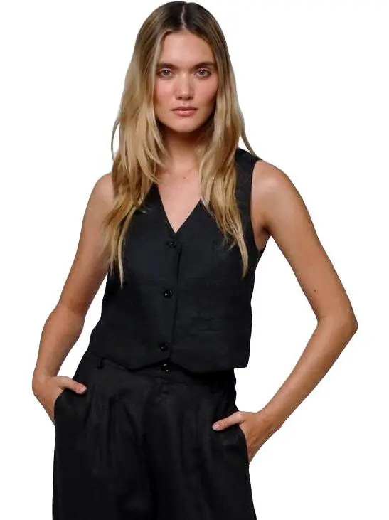 JUANA Hemp Tailored Vest - Black