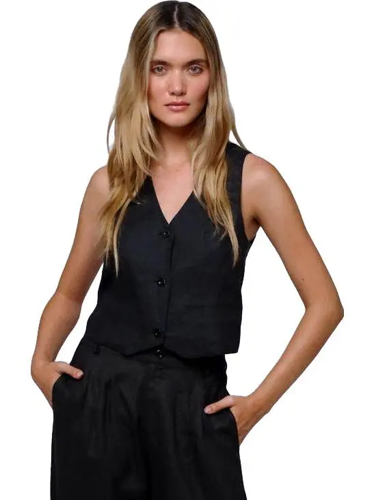 JUANA Hemp Tailored Vest - Black