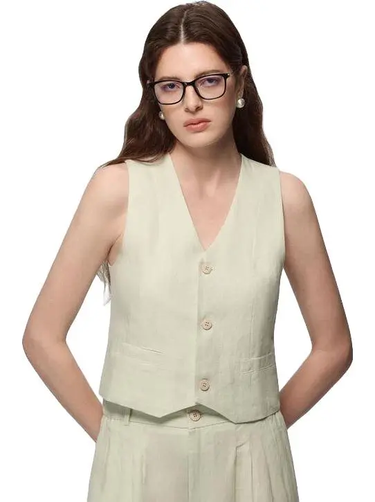 JUANA Hemp Tailored Vest - Light Mint