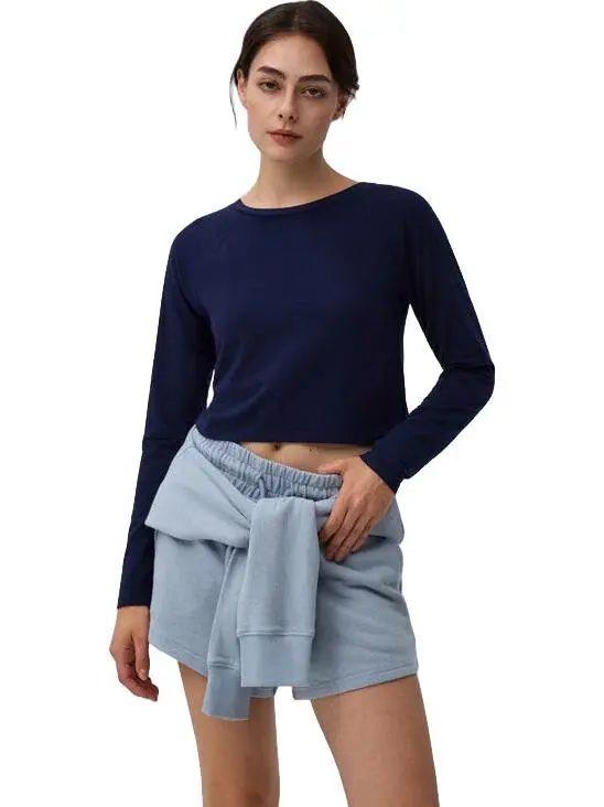 JUANA Hemp Essentials Cropped Raglan Tee - Indigo