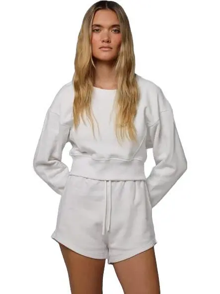 JUANA Hemp Essentials Fleece Relaxed Fit Shorts - White