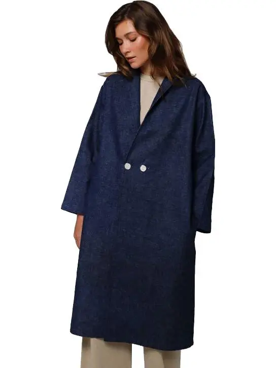 JUANA Atelier Long Trench Coat - Blue Denim