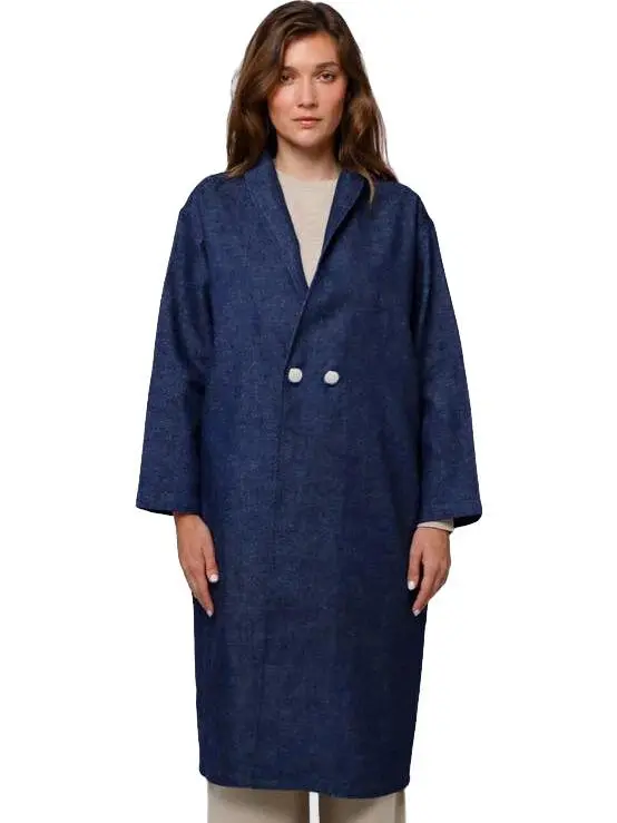 JUANA Atelier Long Trench Coat - Blue Denim