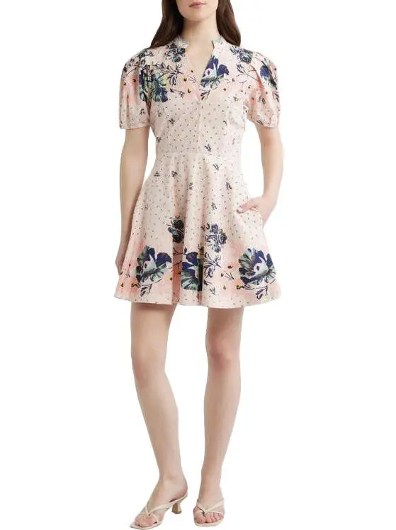 CLEOBELLA Micah Mixed Floral Print Organic Cotton Poplin Mini Dress - Liora Print