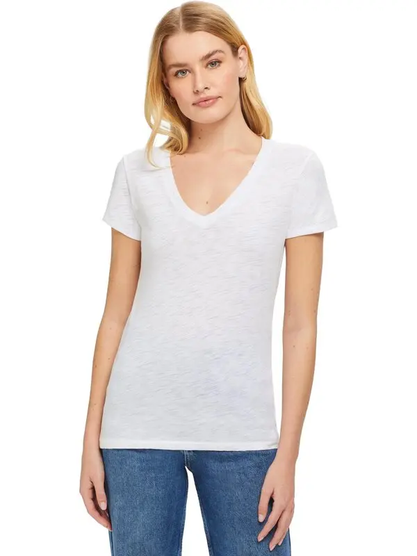 Goldie LeWinter Signature Slub V-neck T-shirt - White