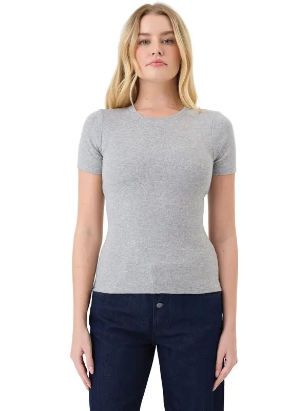 Goldie LeWinter Camille Ribbed Tee - Gray Heather