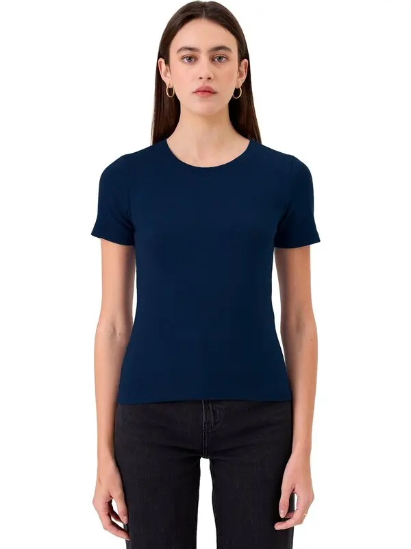 Goldie LeWinter Camille Ribbed Tee - Navy