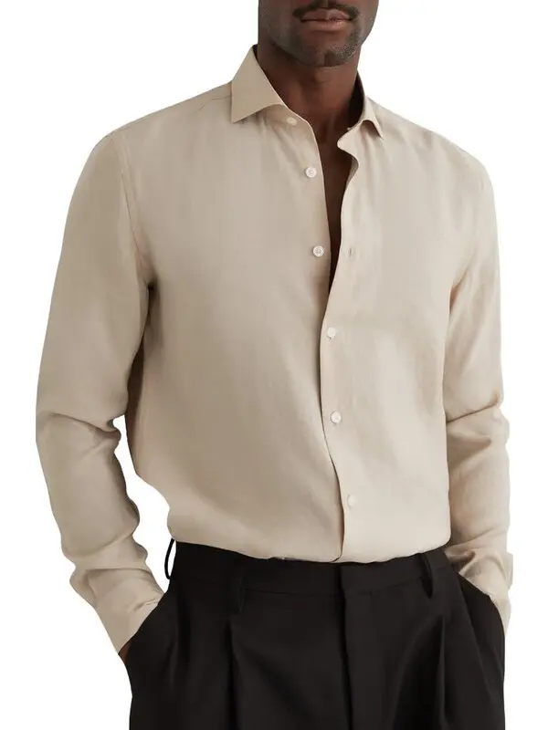REISS Oscar Regular Fit Button-up Shirt - Stone