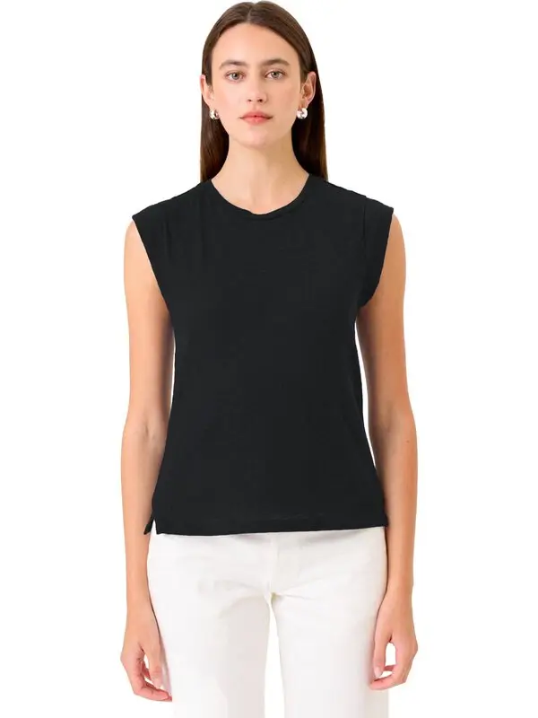 Goldie LeWinter Signature Slub Cap Sleeve Tee - Black