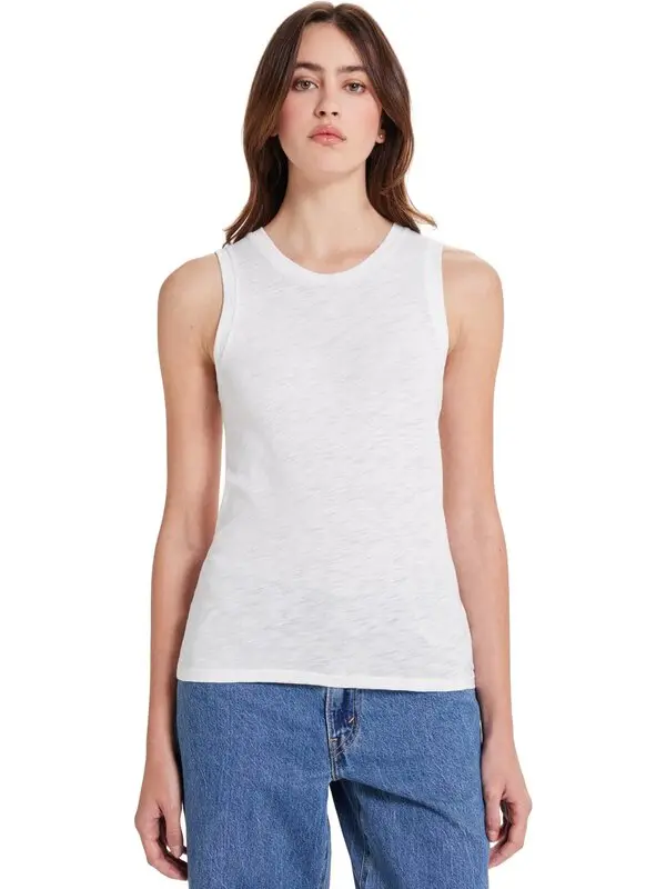 Goldie LeWinter Signature Slub Crew Tank - White