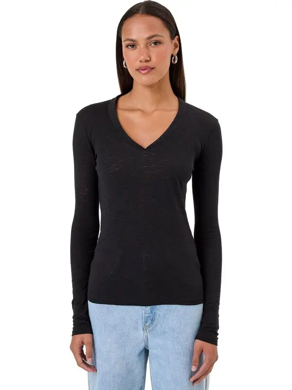 Goldie LeWinter Serenity Long Sleeve V-neck Tee - Black