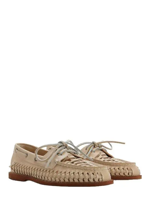 Sperry Gold Cup Authentic Original Woven Boat Shoe - Light Beige