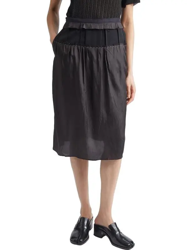 MAISON MARGIELA Mixed Media Skirt - Carbon/black
