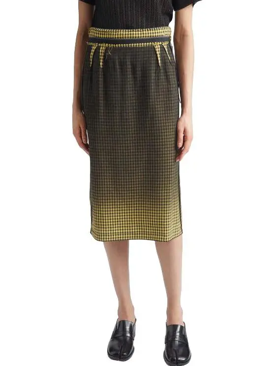 MAISON MARGIELA Deconstructed Plaid Skirt - Yellow/black