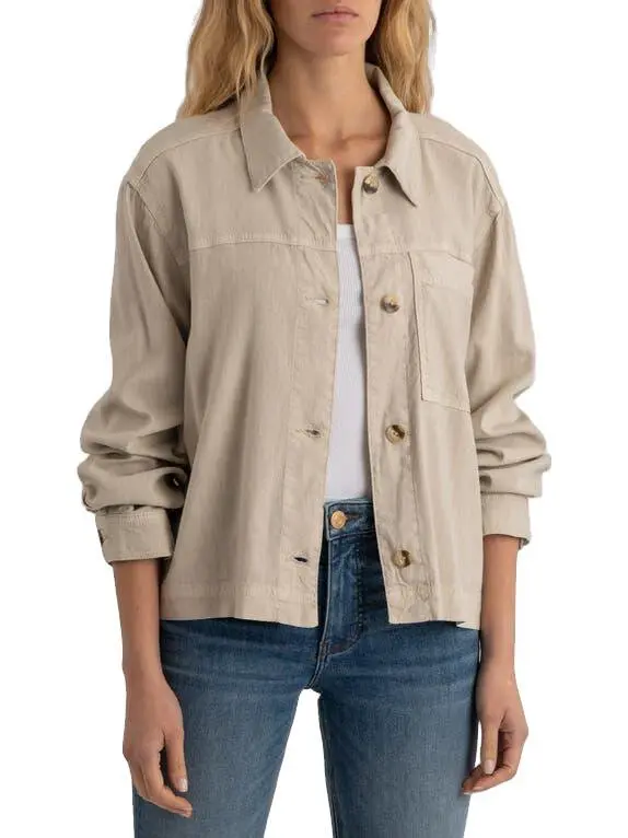 Kut From The Kloth Bellamy Linen Blend Shirt Jacket - Sand
