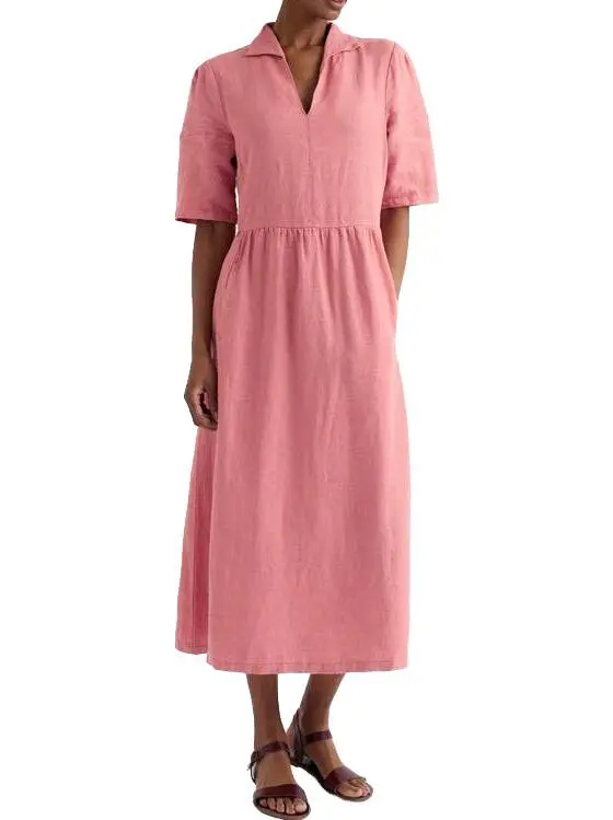 SEASALT CORNWALL Fen Linen Midi Dress - Wild Rose Swatch