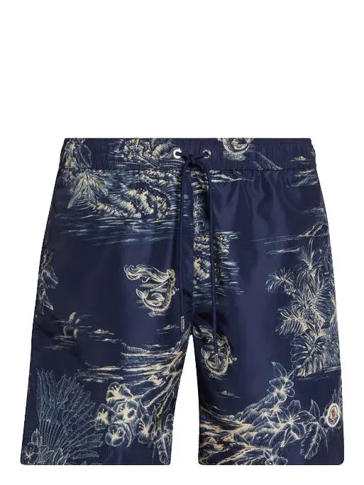 Moncler Tropical Print Swim Trunks - Blue