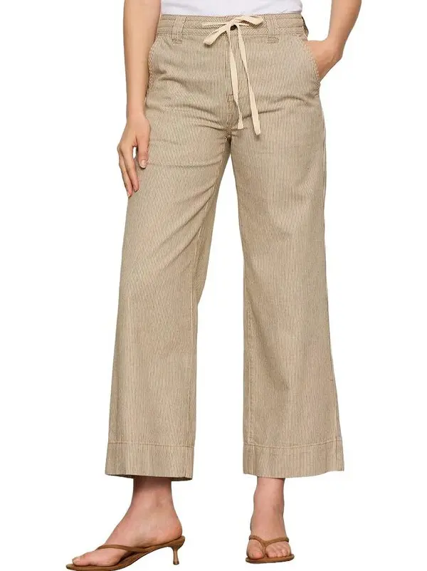 Sanctuary Lily Stripe Crop Pants - Lido Stripe Brown