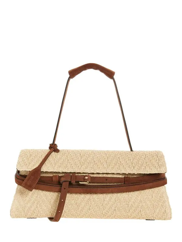 Moschino Tie Detailed East/west Shoulder Bag - 10a Natural/coffee
