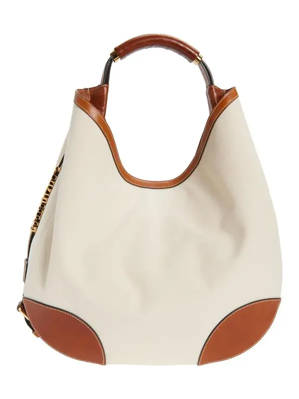 Moschino Canvas & Leather Hobo Bag - 10a Natural/hide