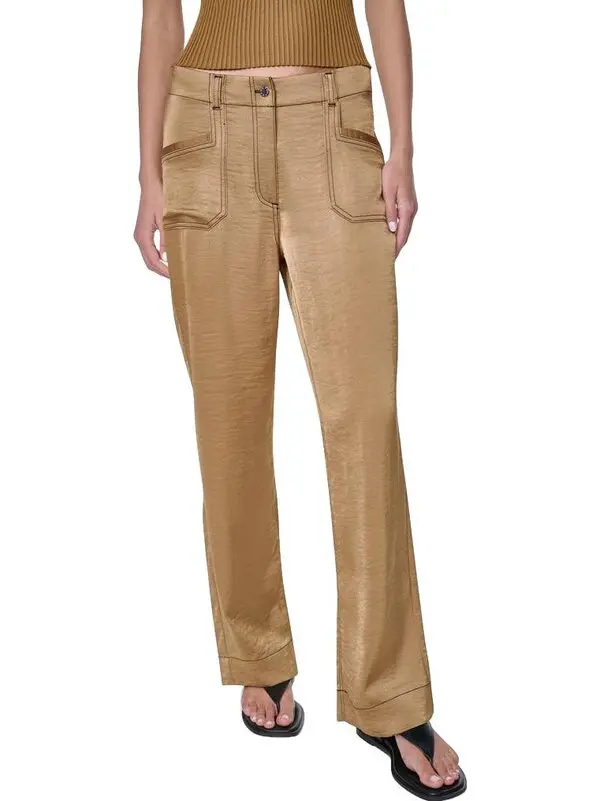 Dkny Contrast Stitch Straight Leg Pants - Dune
