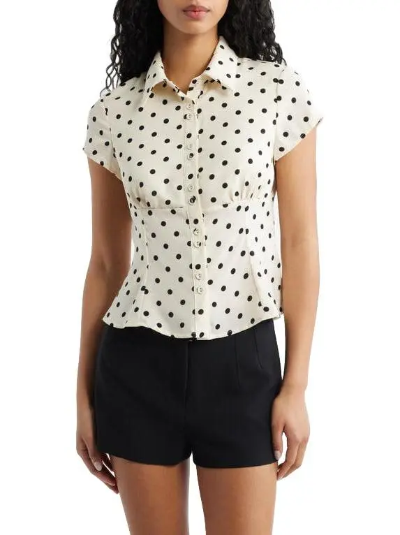 Princess Polly Polka Dot Crop Top - Cream Polka