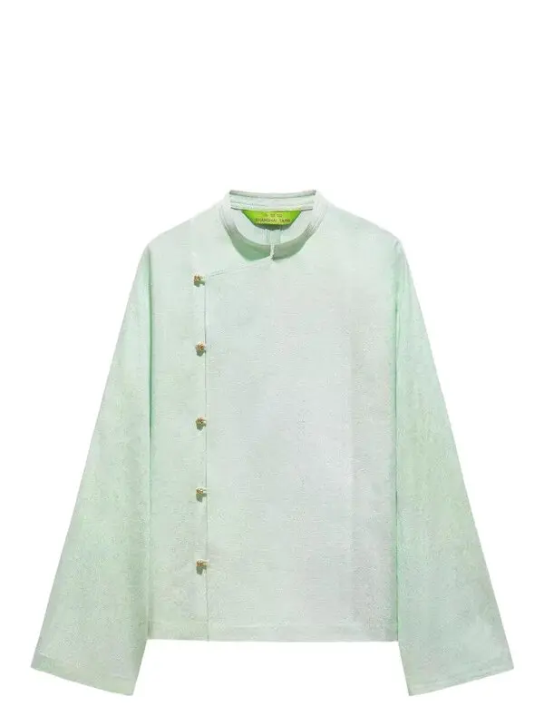 Shanghai Tang Jacquard Blouse With Gold-tone Buttons - Green