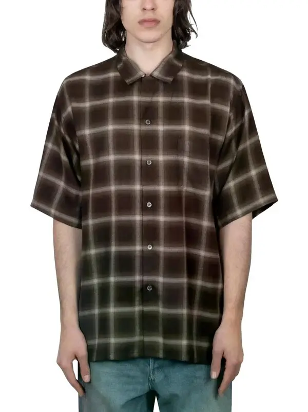 STEIN Check-pattern Oversized Shirt - Brown