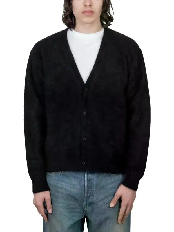 STEIN Brushed Knit V-neck Cardigan - Black