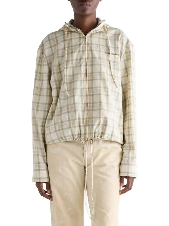 Acne Studios Checked Hooded Zip-up Jacket - Green/orange