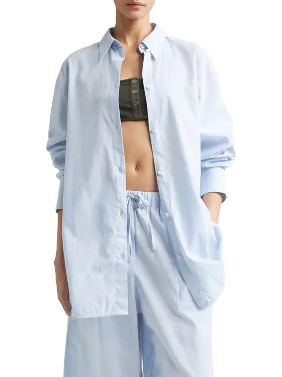 TOTEME Oversize Cotton & Linen Shirt - Sky