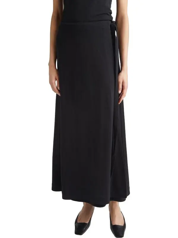 TOTEME Silk & Cotton Jersey Wrap Skirt - Black