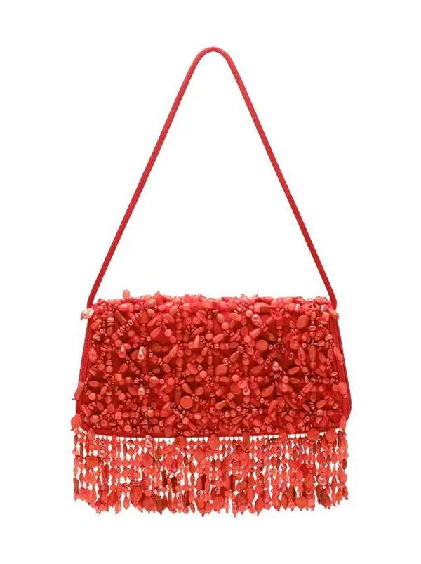 Cult Gaia Idalia Embellished Satin Shoulder Bag - Canyon