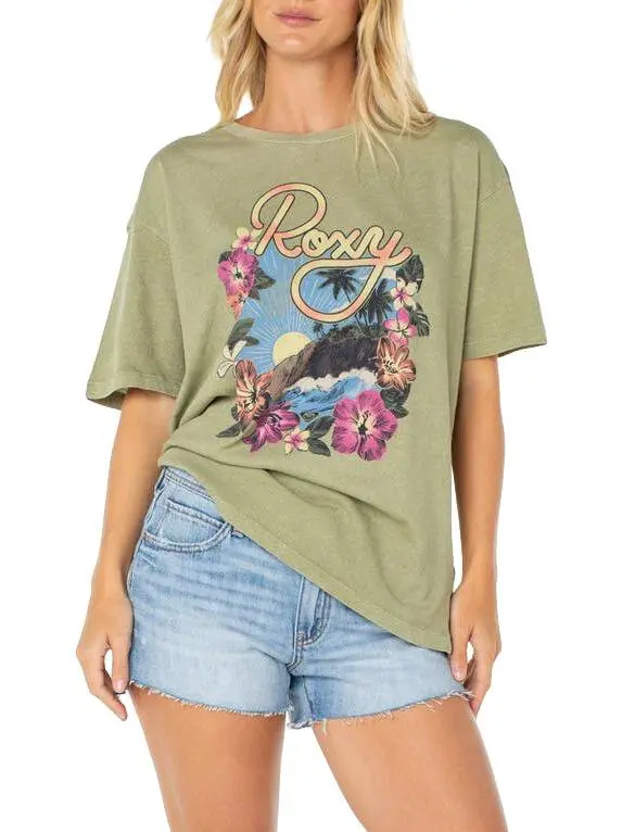 Roxy Oversize Graphic T-shirt - Sage