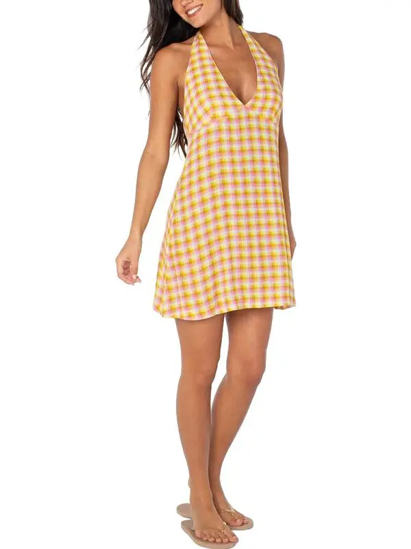 Roxy Checked Halter Mini Dress - Bodacious